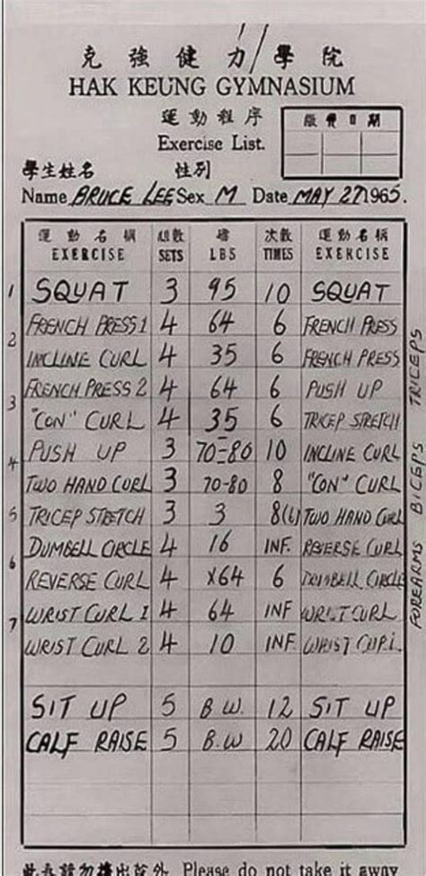 Bruce Lees Workout Routine From 1965 41 Off