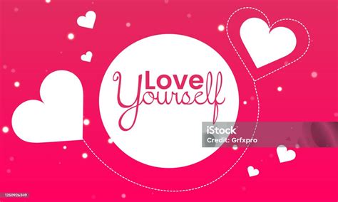 자신을 사랑 인용 단일 단어입니다 현대 서예 텍스트 인쇄 벡터 일러스트 핑크와 화이트 개성 개념에 대한 스톡 벡터 아트 및 기타