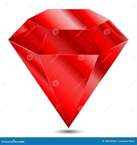 Realistic Red Ruby On White Background Stock Illustration