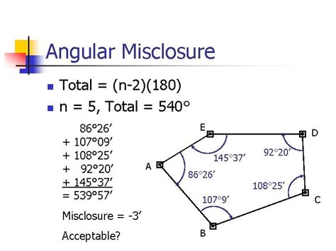 Traverse Calculations N N N N Determine Angular