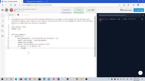 Python Ejercicio Para Calcular El Promedio De N Edades Youtube Hot