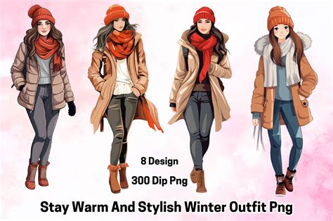 Stay Warm And Stylish Winter Outfit Png Graphic By Clipart Creative Fabrica
