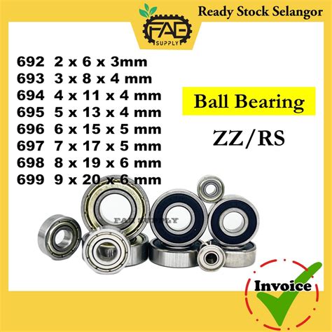 Ball Bearing 692 693 694 695 696 697 698 699 Zz RS 2RS Shopee Malaysia
