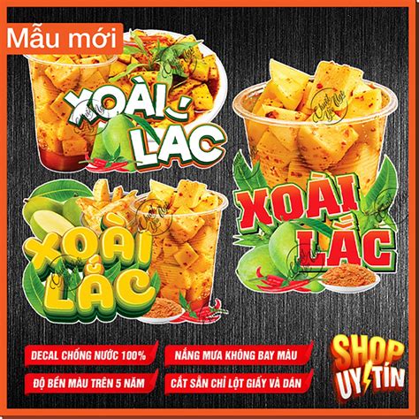 Miếng Dán XoÀi LẮc Muối ớt Sticker Trang Trí Xe đẩy Dán Tường Decal Quán ăn Vặt ẩm Thực Trái Cây
