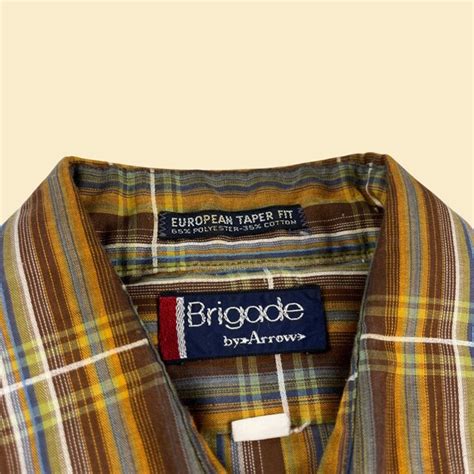 70s Brown Patterned Shirt By Brigade By Arrow Size S Gem