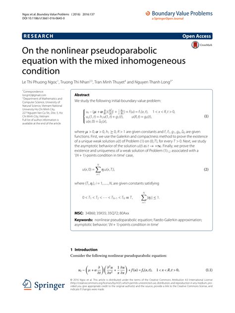 Pdf On The Nonlinear Pseudoparabolic Equation With The Mixed