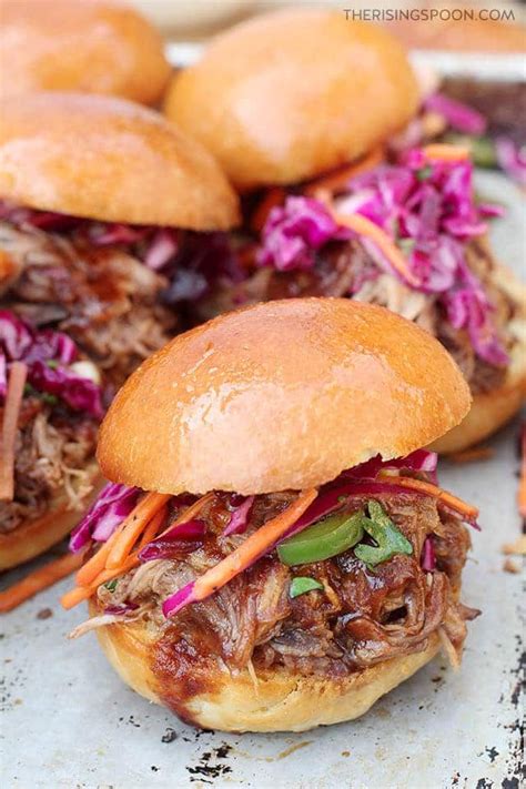 Bbq Pulled Pork Sliders With Vinegar Slaw Recipe Recipes Slow Cooker Pulled Pork Pulled
