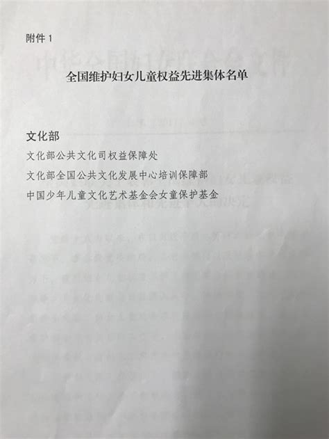 《中国少年儿童文化艺术基金会》荣获全国维护妇女儿童权益先进集体称号 中国少年儿童文化艺术基金会