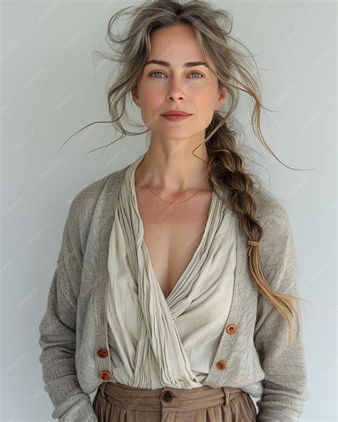 An Russian Middle Age Women In A Solid Wallpaper Premium Ai Generated