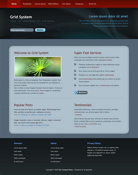 Free Grid System Website Template Free Website Templates Html5 And Css