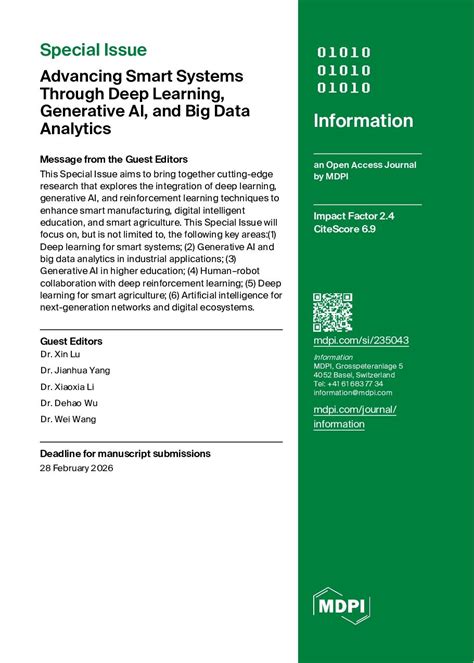 New Specialissue Advancing Smart Systems Through Deep Learning