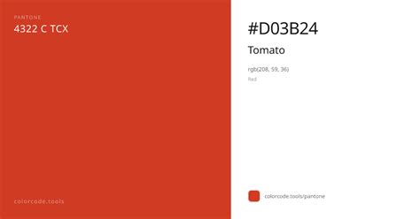 Pantone Tomato 4322 C — Hex D03b24 Colorcodetools