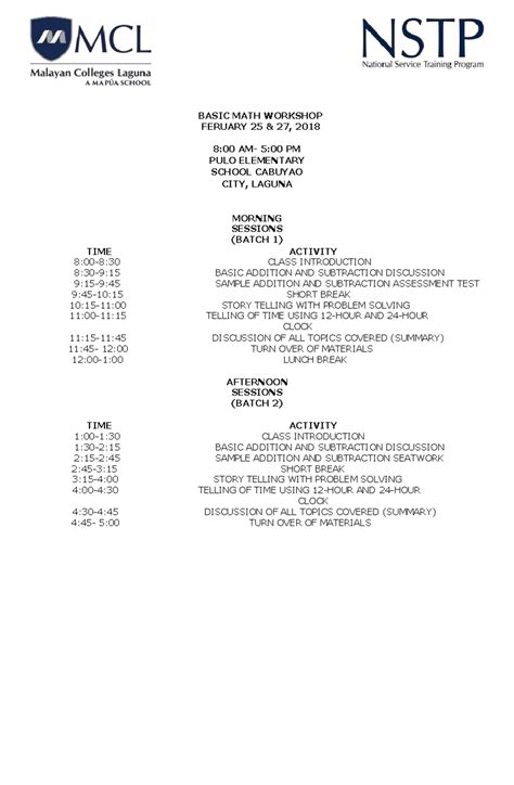 471238202 Basic Math Workshop Basic Math Workshop Feruary 25 And 27