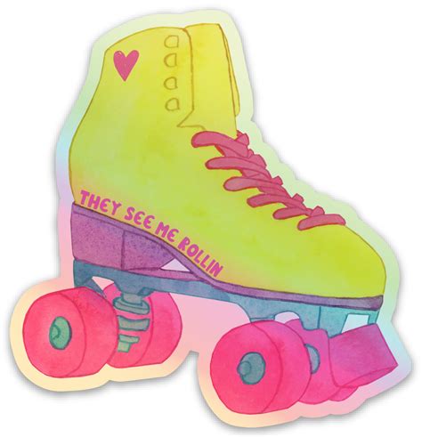 Roller Skates Sticker Holographic Retro Sticker 80s Stickers 90s