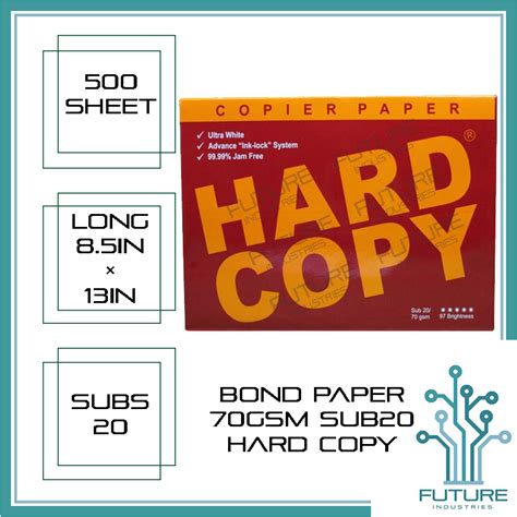 Bond Paper Hard Copy Paper 1 Ream 500 Sheets Per Ream Sub20 70gsm