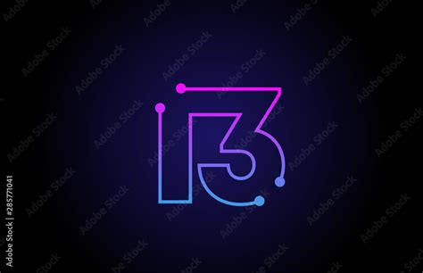 Number 13 Logo Icon Design In Pink Blue Colors Stock Vector Adobe Stock
