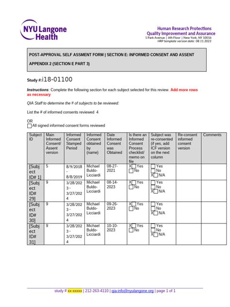 202308 Post Approval Self Assessment Section E Appendix 2 Pdf