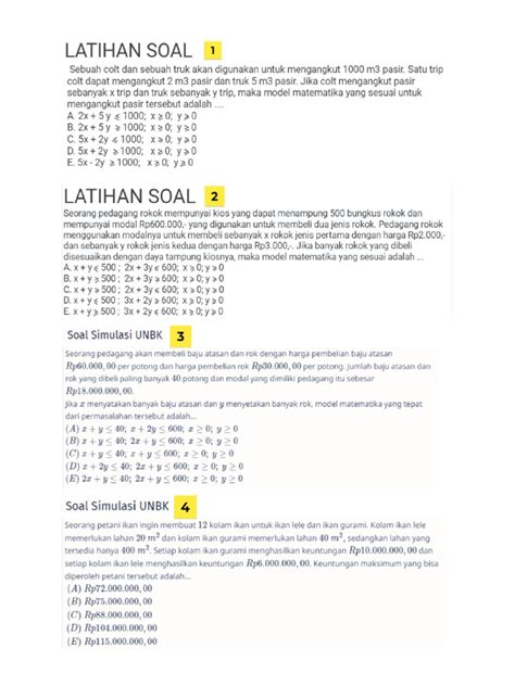 Latihan Soal Program Linear Pdf