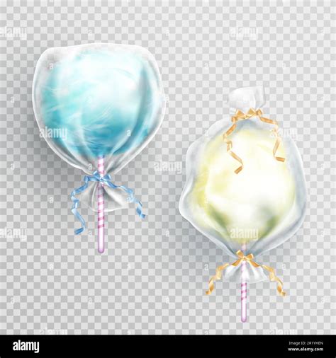 Cotton Candy In Package Bag Isolated On Transparetn Background Vector