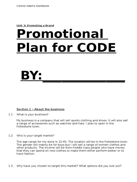 Unit 3 P4 P5 M3 M4 D2 Promotional Plan Pdf Brand Advertising