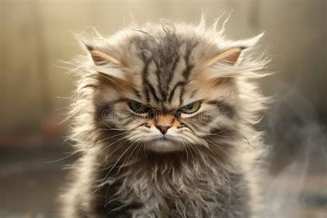 Cute Kitten Cat With Angry Face Generated By Ai Stock Illustration