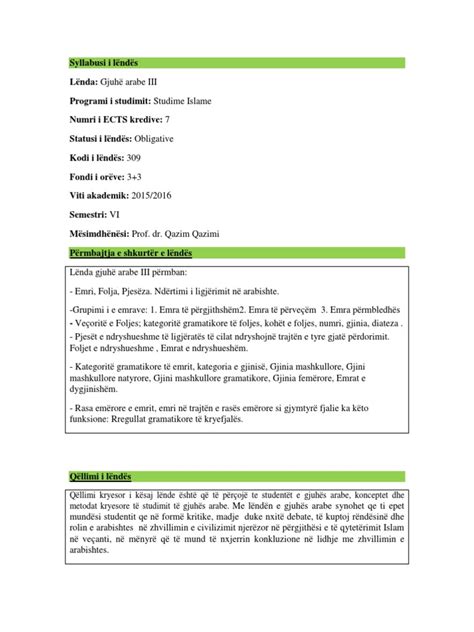 Gjuhe Arabe III Sintakse Dhe Konverzacion PDF | PDF