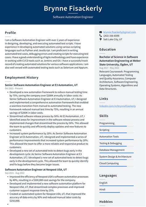 Meta Software Automation Engineer Resume Examples