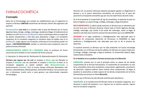 Farmacocinética 1 Semana 1 De Farmacologia Estomatologia