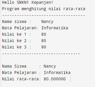 Pemrograman C Menghitung Rata Rata Nilai