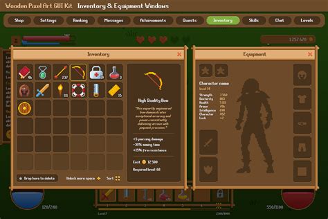 Wooden Pixel Art Gui Ui Kit Over 750 Png Assetsdealspro