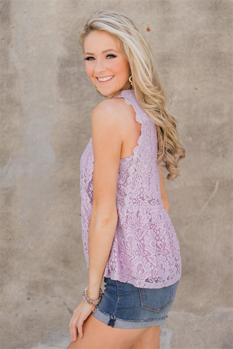 Flirty In Lace Tank Top Lilac The Pulse Boutique