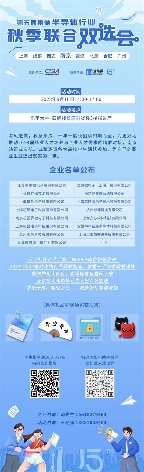 20 IC名企赴宁揽才集微半导体行业秋季联合双选会南京场芯动热点一图知悉