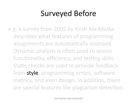 Automatic Assessment Of Programming Assignments Ppt