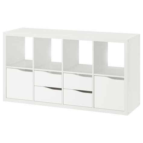 Kallax Shelving Unit With 2 Doors With 4 Drawerswave Shaped White