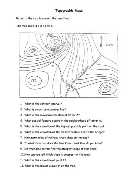 Topographicmapreadingworksheetanswers Map Worksheets Reading