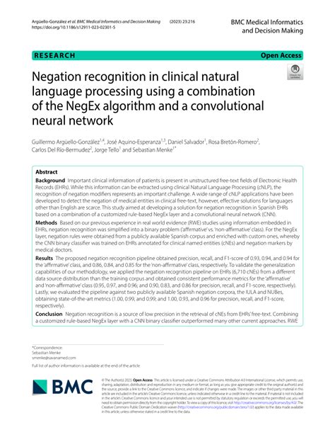 Pdf Negation Recognition In Clinical Natural Language Processing