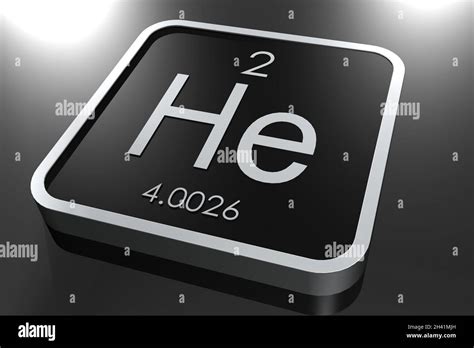Helium Element From Periodic Table On Black Square Block Stock Photo Alamy