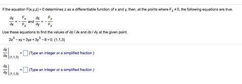 Solved If The Equation Fx Y Z 0 Determines Z As A