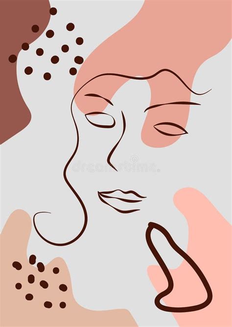 Abstract Woman Face One Line Drawing Portret Minimalistic Style Continuous Line Stock Vector