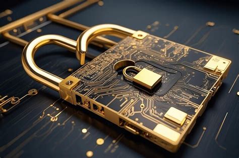 An Electrical Circuitintegrated Golden Padlock Generative Ai Premium Ai Generated Image