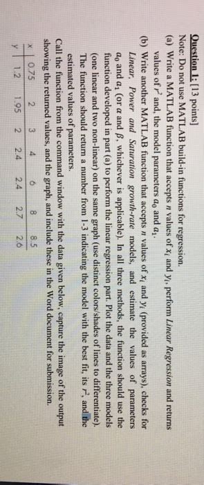 Solved Question Points Note Do Not Use Matlab Chegg
