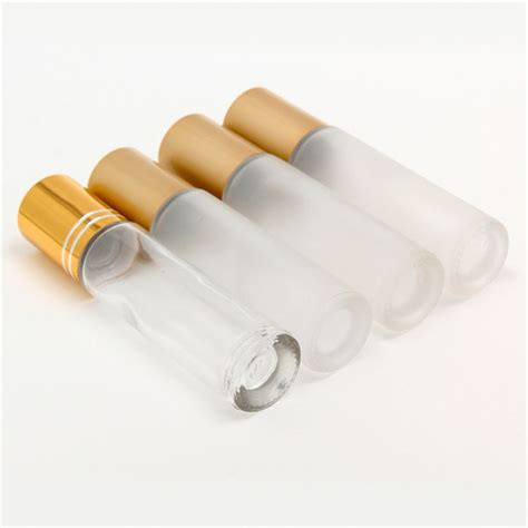 10ml Frosted Glass Roll On Bottle With Gold Capen