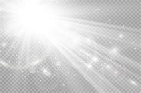 특수 렌즈 플래시 빛 효과 플래시는 광선과 서치라이트를 깜박입니다 일루스트 백색 빛나는 빛 광선에서 아름다운 별 빛 태양은