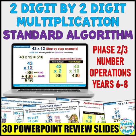 Standard Algorithm Multiplication 2 Digit By 2 Digit Numbers Operations