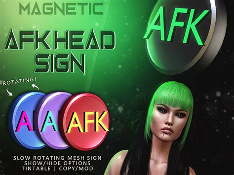 Second Life Marketplace Magnetic Afk Head Sign