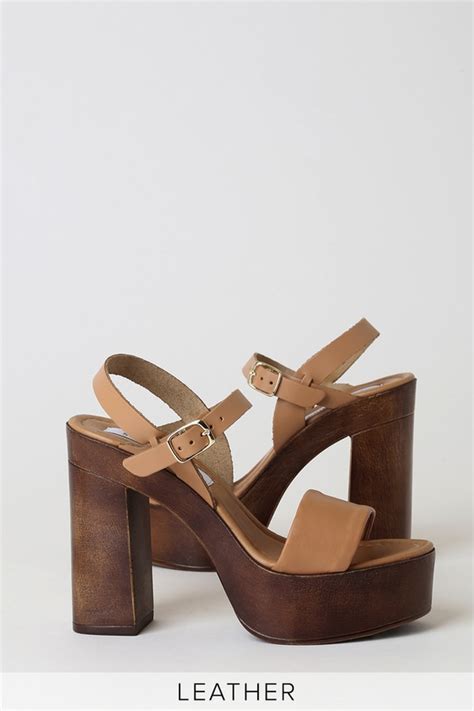 Steve Madden Tan Heels Platform Heels Peep Toe Sandals Lulus