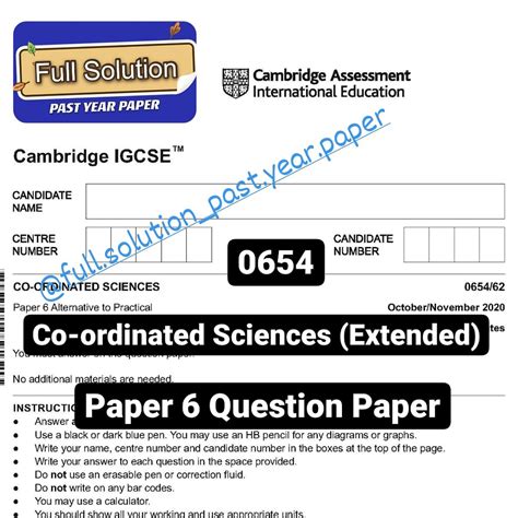 Cambridge Igcse 0654 Coordinated Science Past Year [question Paper Mark Scheme] Shopee Malaysia