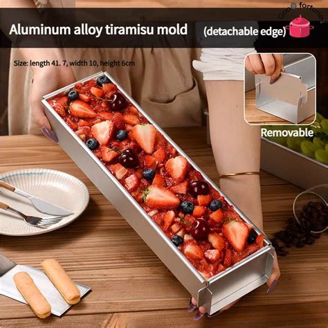 40cm Thickened Stainless Steel Rectangular Tiramisu Cake Mold Side