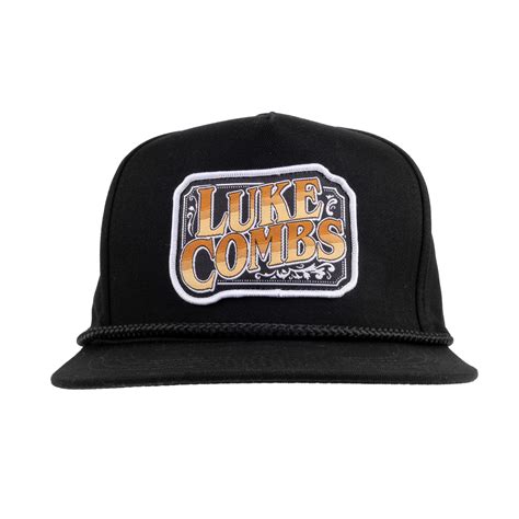 Gold Logo Patch Trucker Hat Black Luke Combs