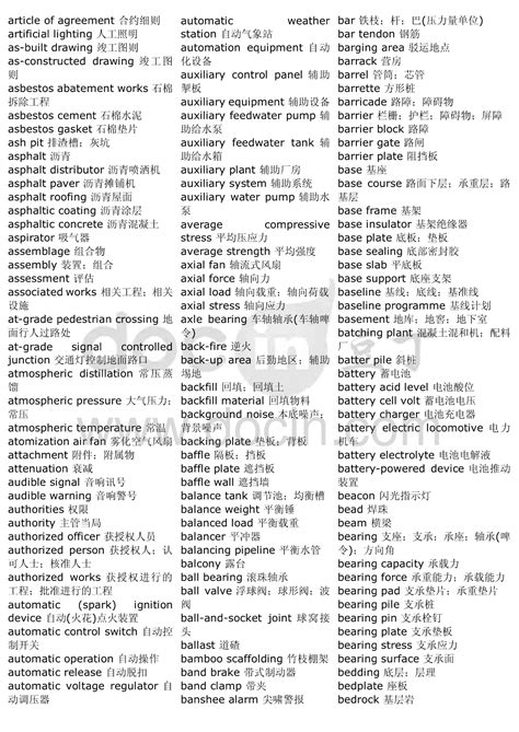 建筑术语中英对照表 学科知识 土木在线